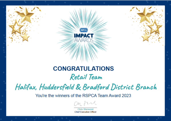 We won best retail team award at the RSPCA Impact Awards! - RSPCA ...