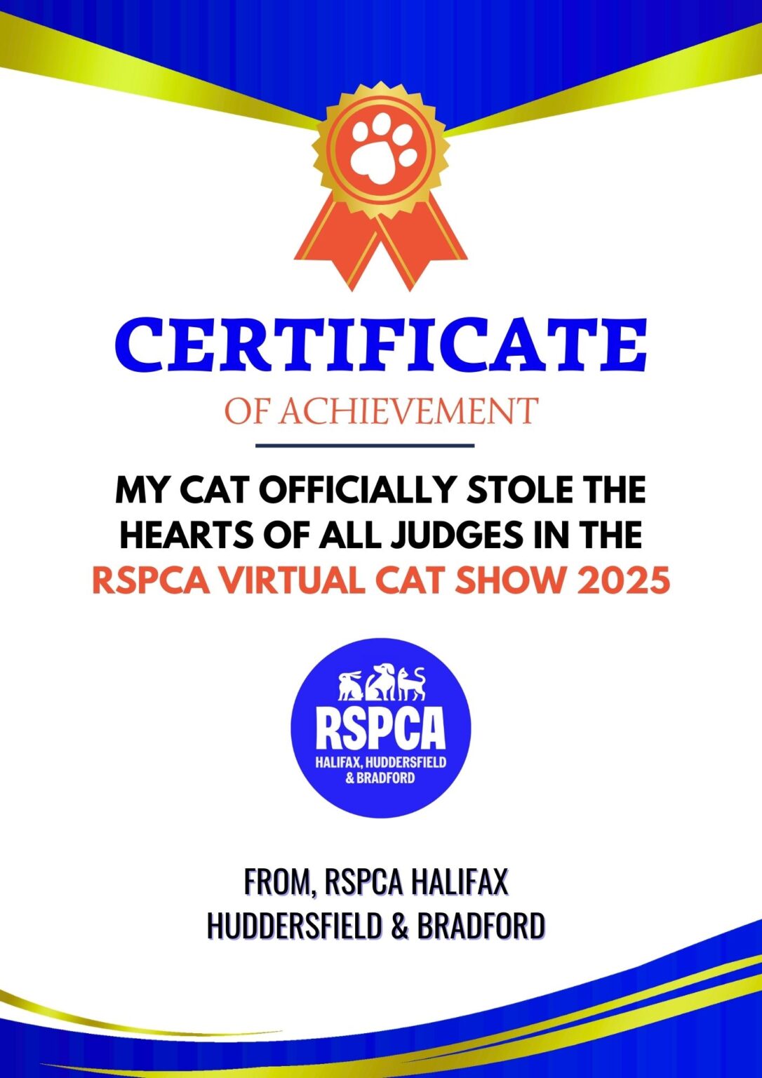 Virtual Cat Show Winners 2025 - RSPCA Halifax, Huddersfield, Bradford ...